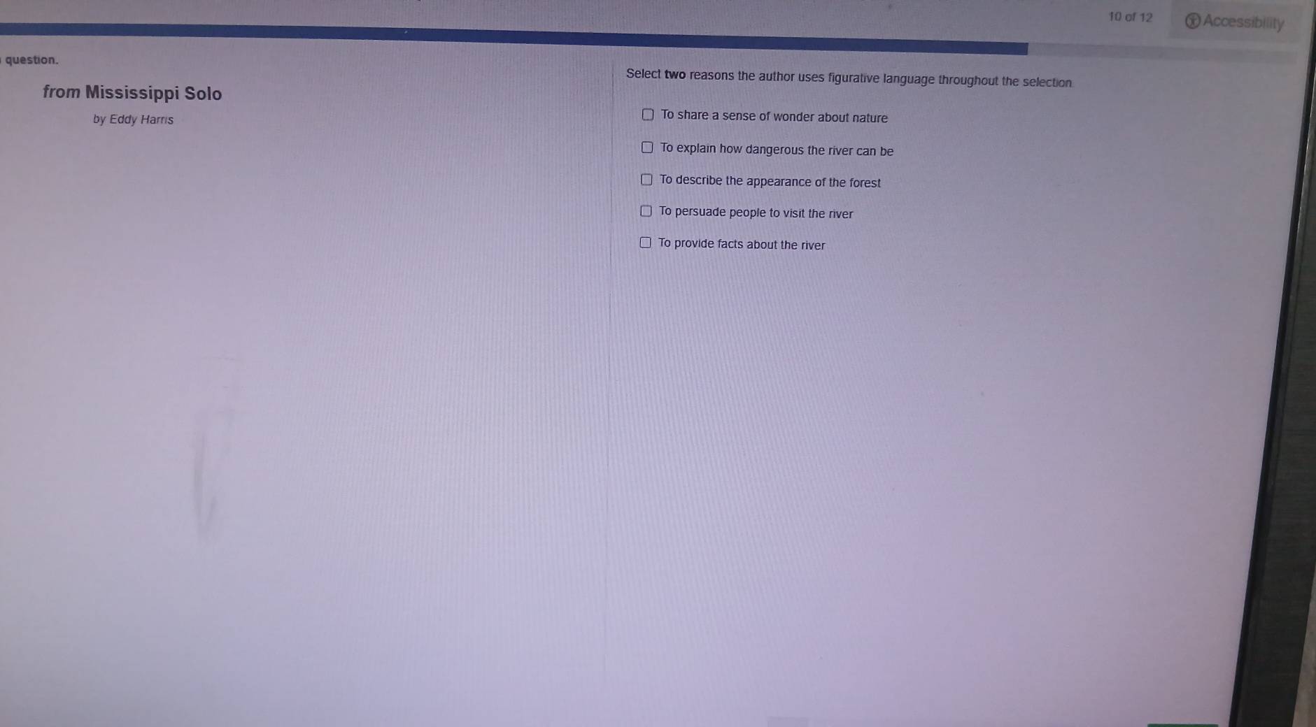 Solved: of 12 Accessibility question. Select two reasons the author ...