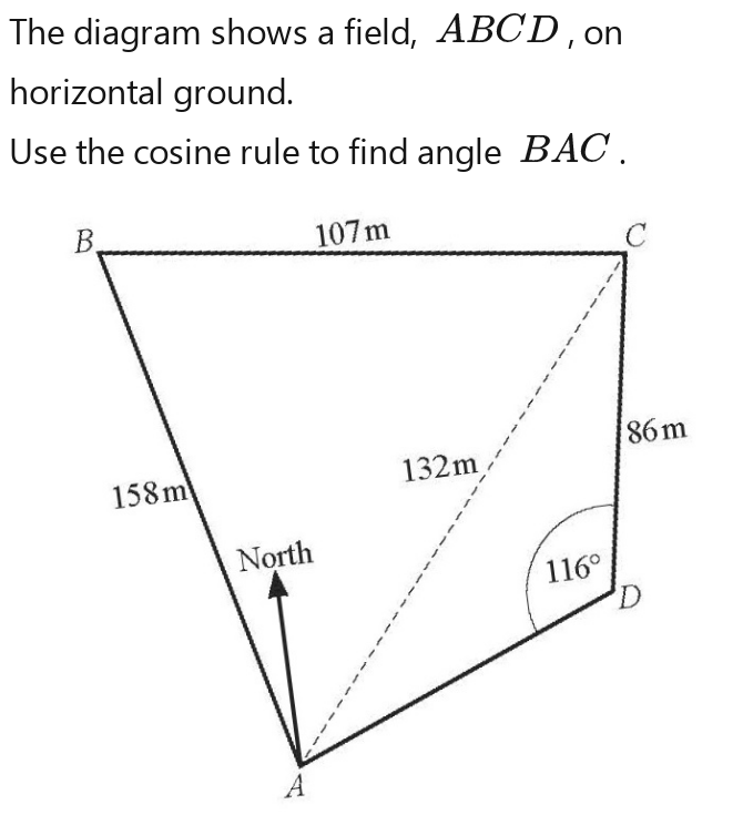 تم الحل:The diagram shows a field, ABCD , on horizontal ground. Use the ...