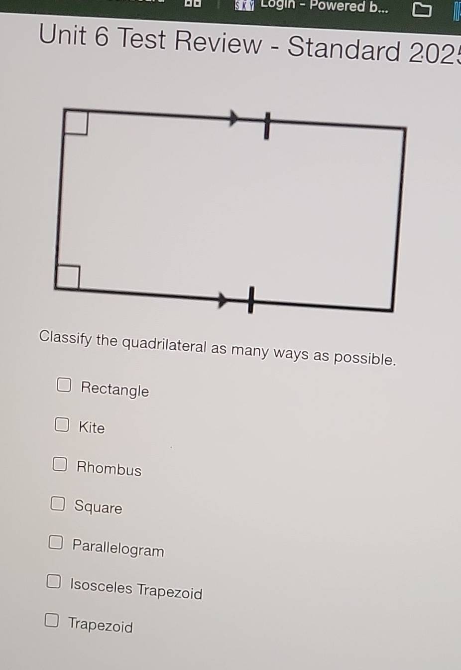 Solved: Login - Powered b... Unit 6 Test Review - Standard 2025 ...