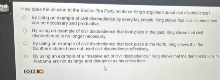 Solved: Abe How does the allusion to the Boston Tea Party reinforce ...