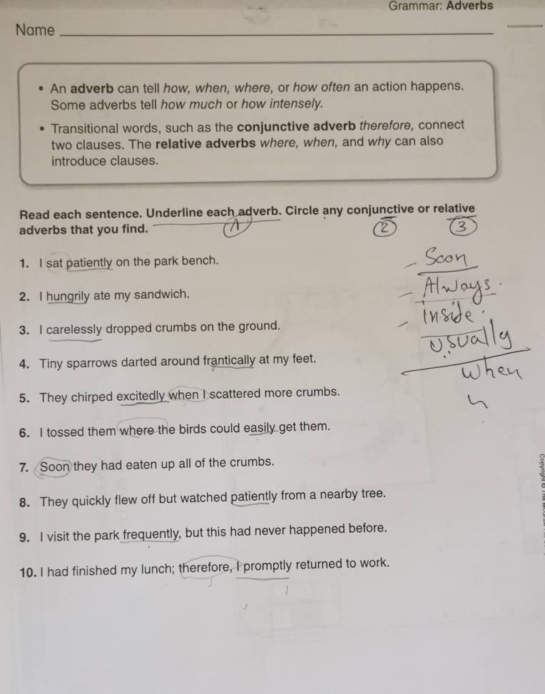 تم الحل:Grammar: Adverbs Name_ _ An adverb can tell how, when, where ...