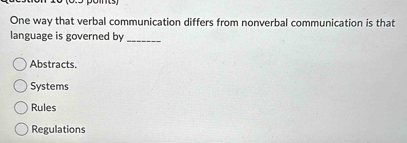 Solved: One way that verbal communication differs from nonverbal ...