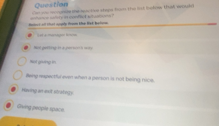 Solved: Question Can you recognize the reactive steps from the list ...