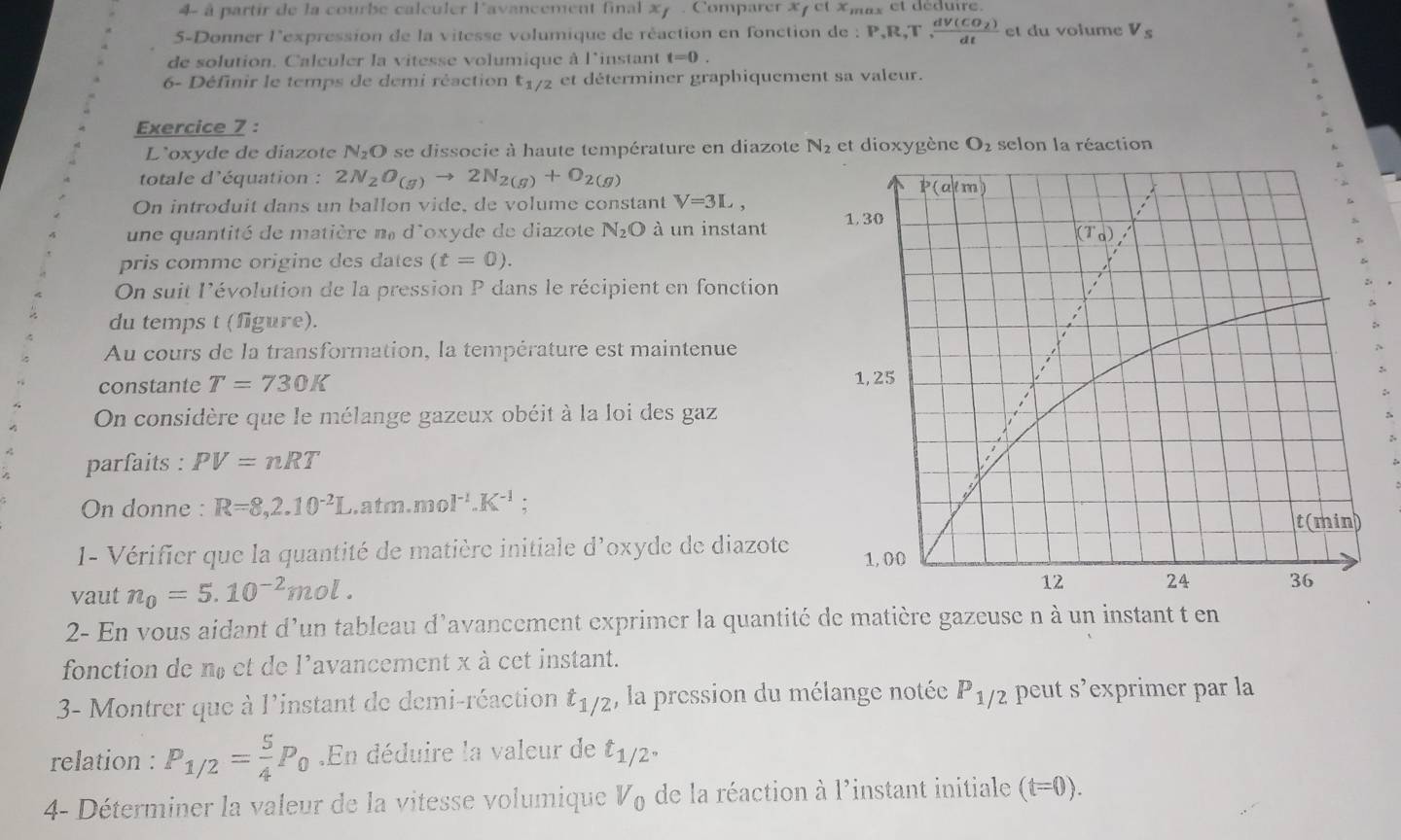 Solved: 4- à partir de la courbe calculer l'avancement final xy ...