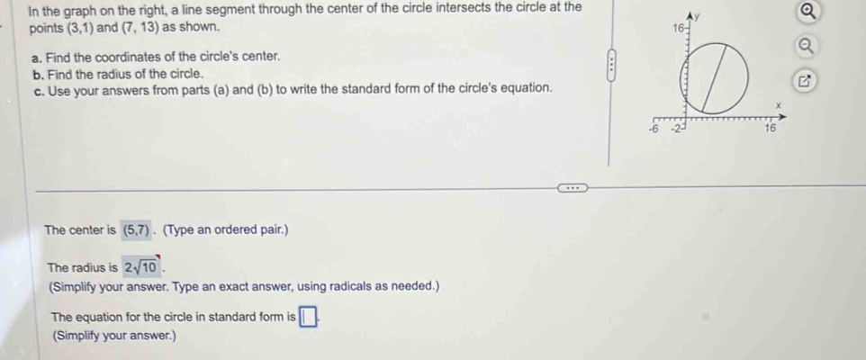 Solved: In the graph on the right, a line segment through the center of ...