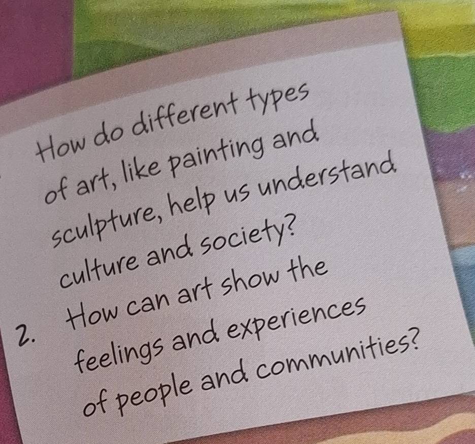 Resuelto:How do different types of art, like painting and sculpture ...
