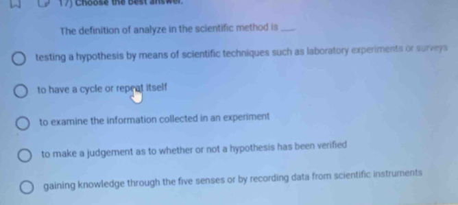 Solved: Choose the best answer. The definition of analyze in the ...