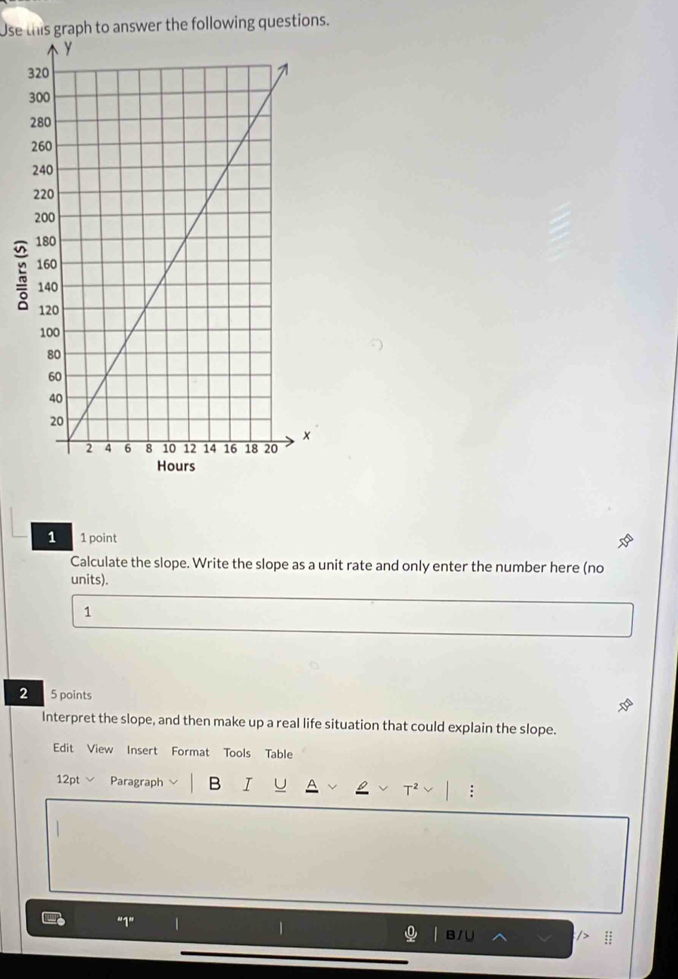 Solved: Use this graph to answer the following questions. 1 1 point ...