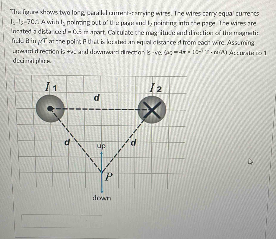 Solved: The figure shows two long, parallel current-carrying wires. The wires carry equal ...