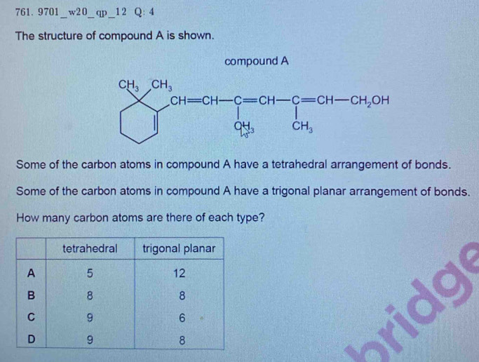 Solved: w20 _ -1 qp_ 1 Q: 4 The structure of compound A is shown ...