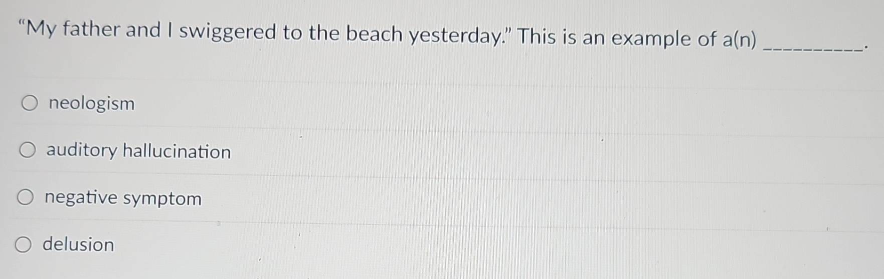 Solved: “My father and I swiggered to the beach yesterday.” This is an ...