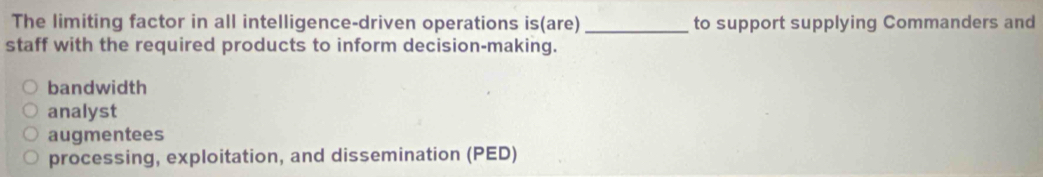 Solved: The limiting factor in all intelligence-driven operations is ...