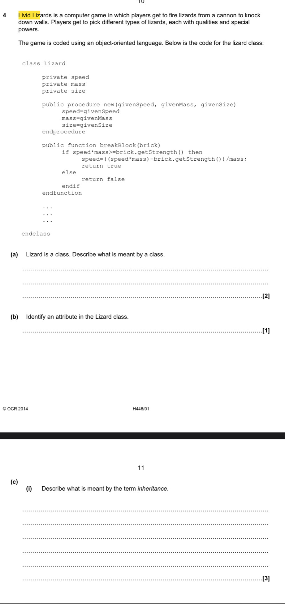 Solved: Livid Lizards is a computer game in which players get to fire ...