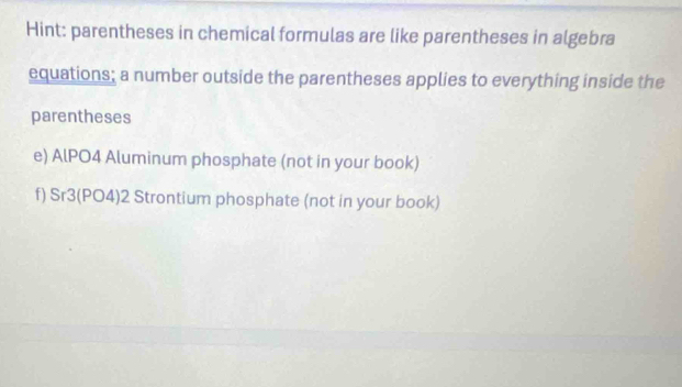 Solved: Hint: parentheses in chemical formulas are like parentheses in ...