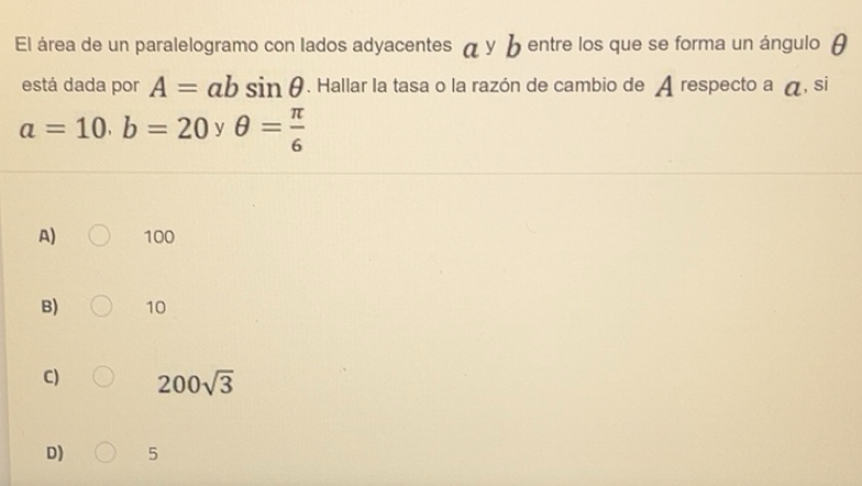 Resuelto:El área de un paralelogramo con lados adyacentes α y b entre ...