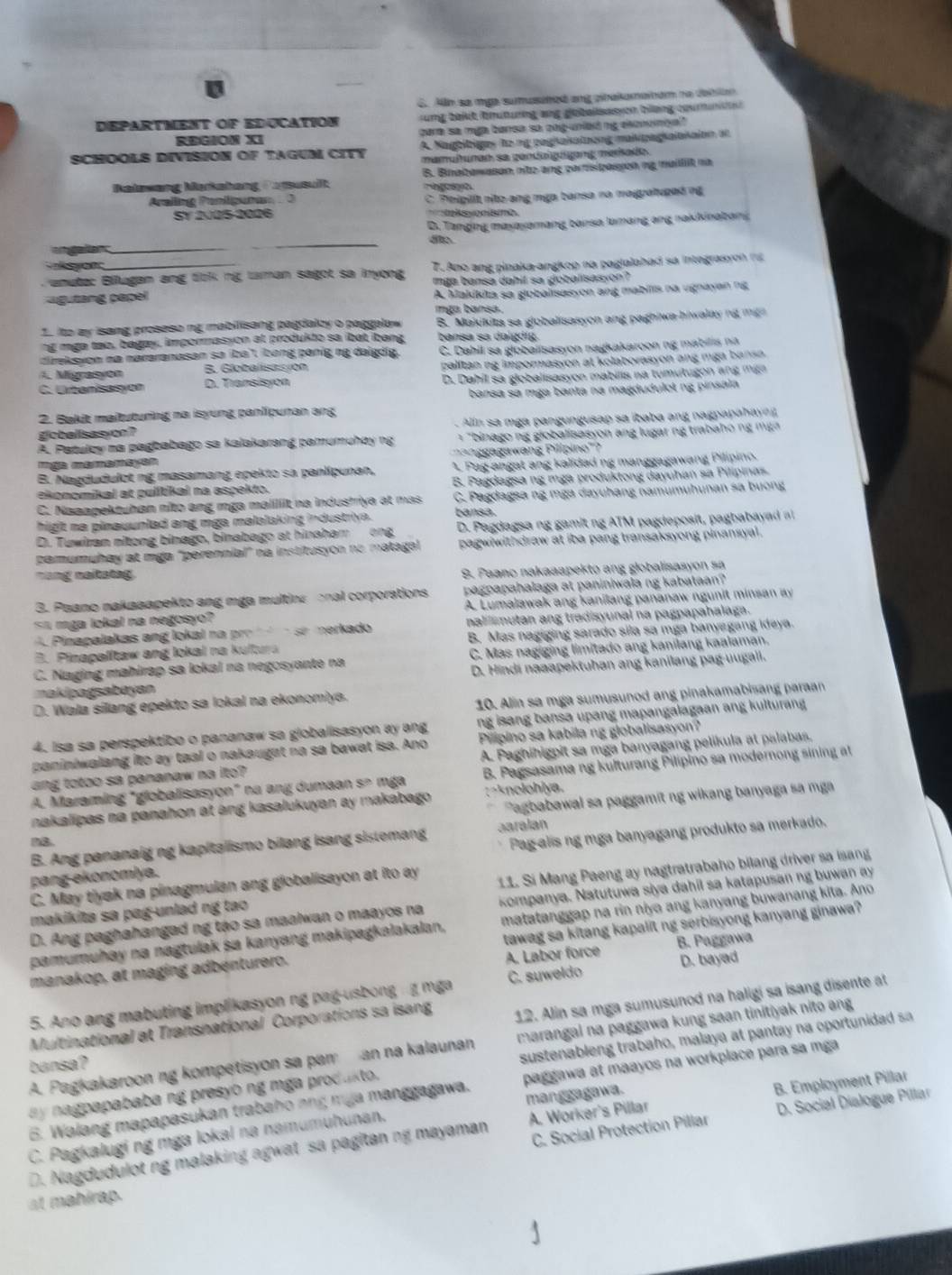 Solved: Aln sa mga sumasaned ang pibakamainam na deblón DIEPARTMENT OF ...