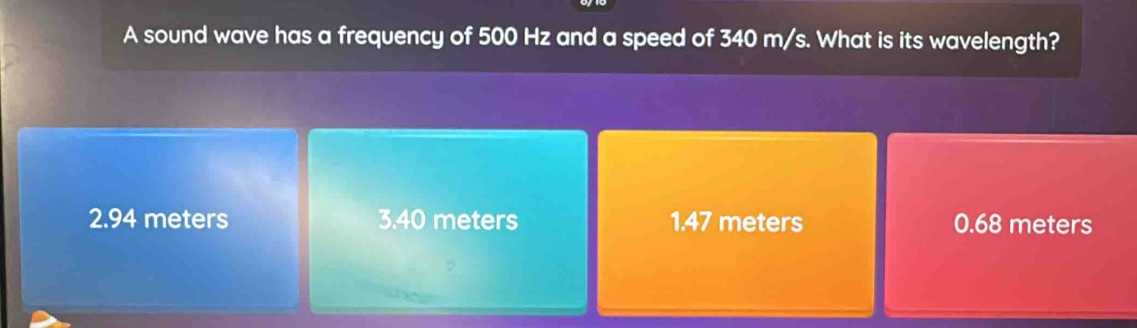 Solved: A sound wave has a frequency of 500 Hz and a speed of 340 m/s ...