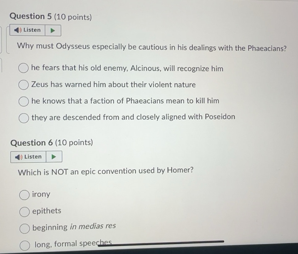 Solved: Listen Why must Odysseus especially be cautious in his dealings ...