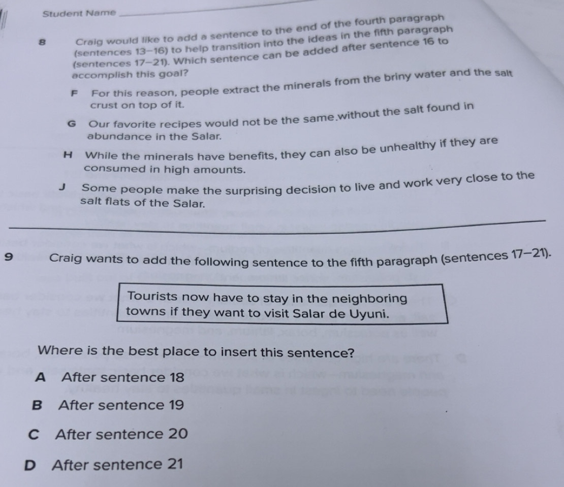 Solved: Student Name _ 8 Craig would like to add a sentence to the end ...