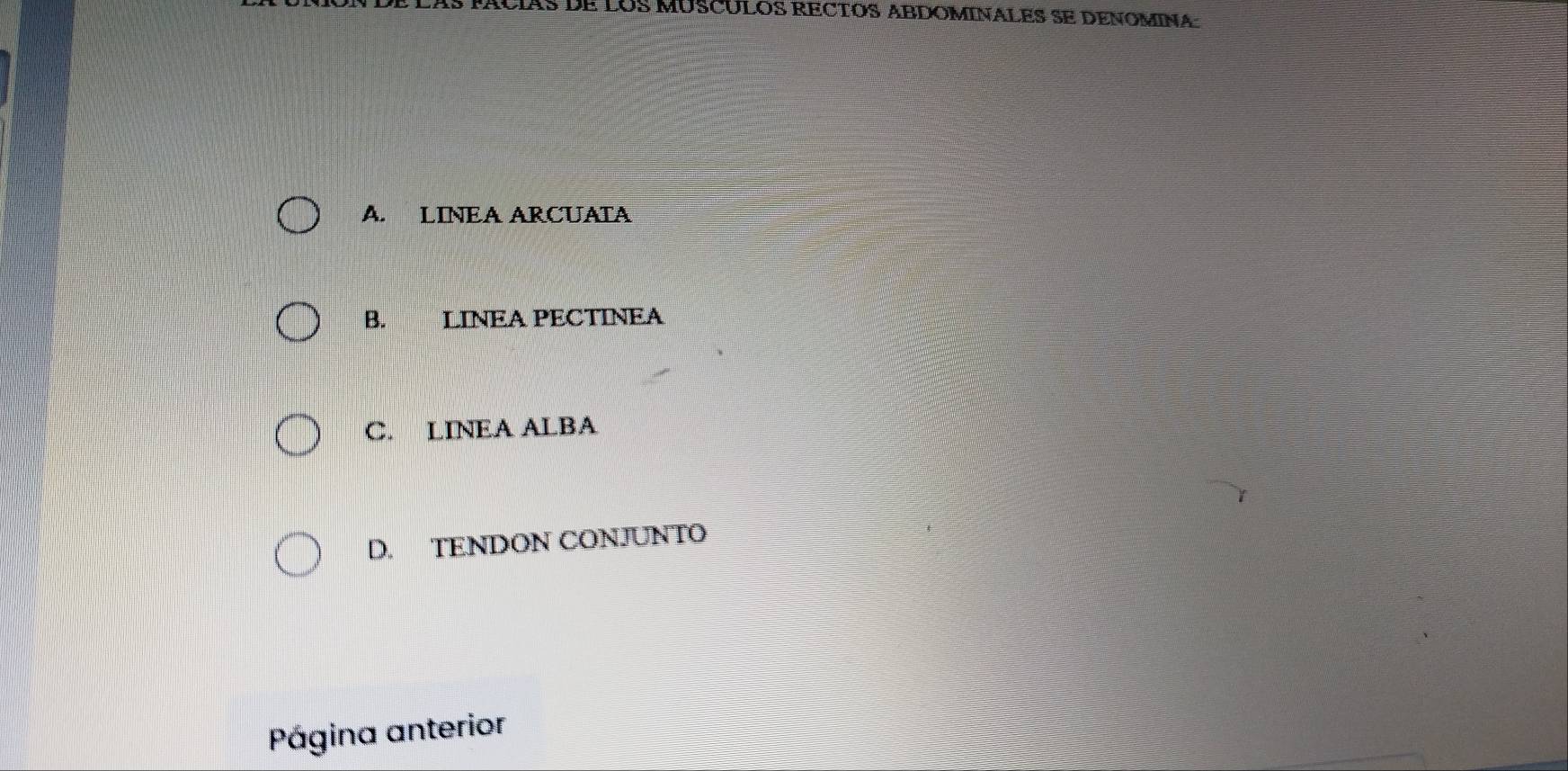 Resuelto:CIAS DE LOS MUSCULOS RECTOS ABDOMINALES SE DENOMINA: A. LINEA ...