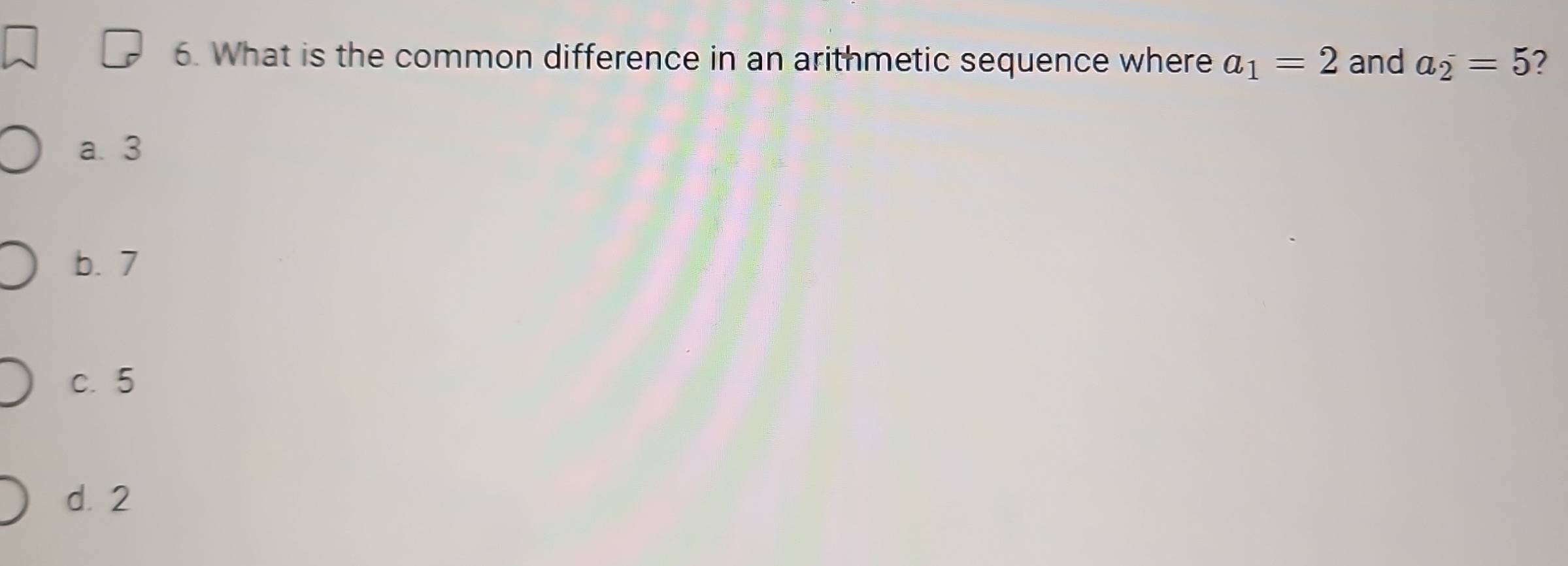Solved: What is the common difference in an arithmetic sequence where a ...