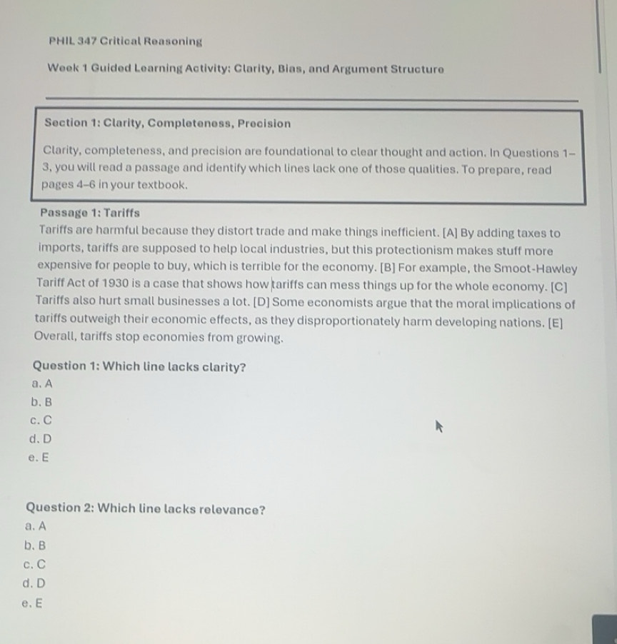 Solved: PHIL 347 Critical Reasoning Week 1 Guided Learning Activity ...
