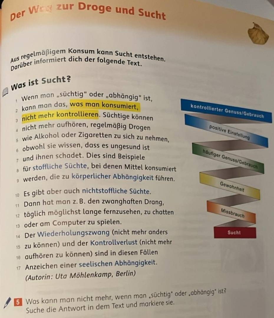 Gelöst:Der Wag zur Droge und Sucht Aus regelmäßigem Konsum kann Sucht ...