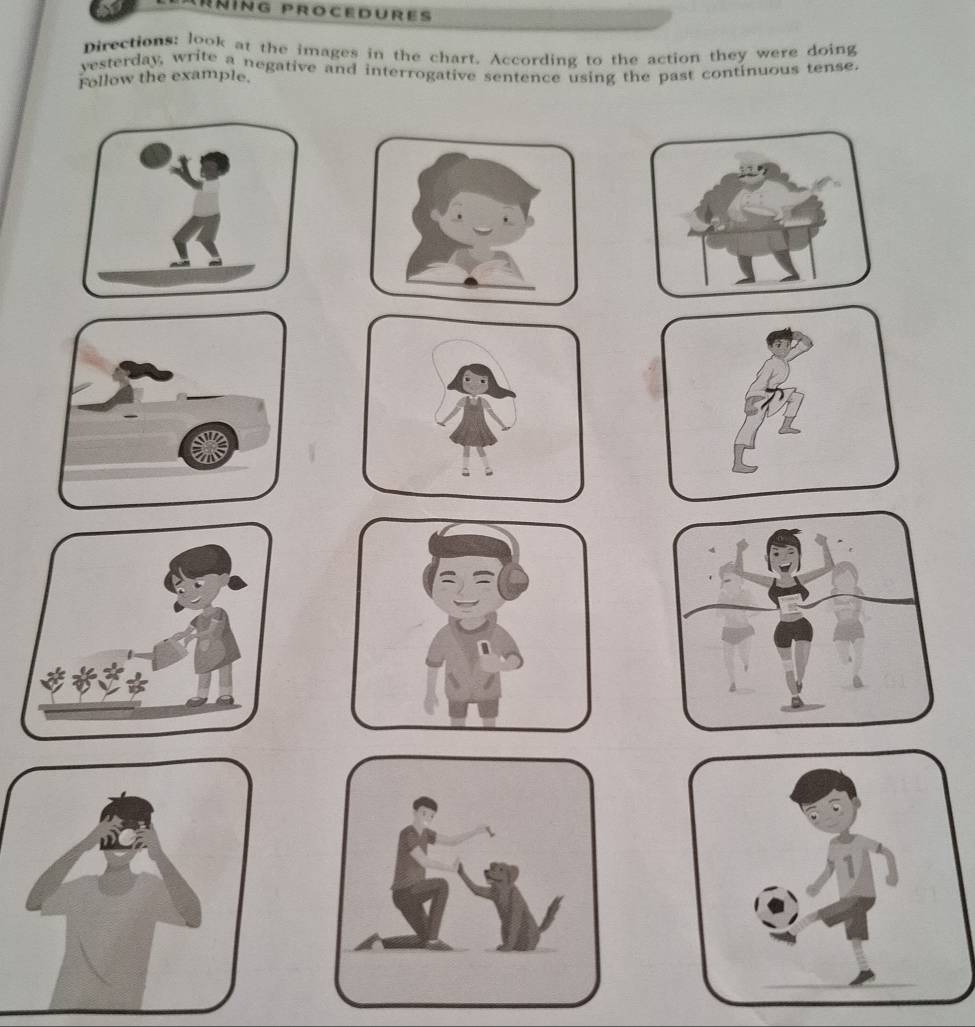 Resuelto:rñing Procedures Directions: look at the images in the chart ...