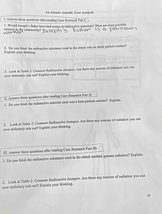 Solved: An Atomic Assault: Case Analysis 1. Answer these questions ...