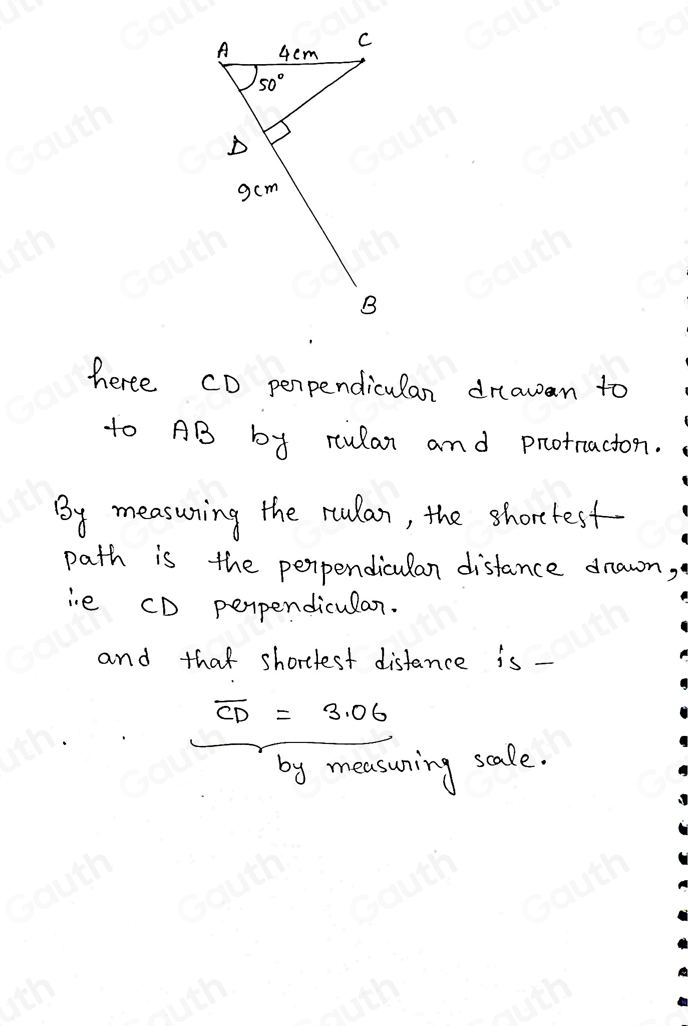 Solved: Use a ruler and a protractor to draw the diagram below. Then ...