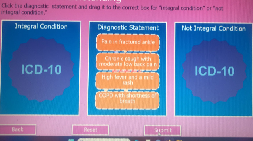 Solved: Click the diagnostic statement and drag it to the correct box ...