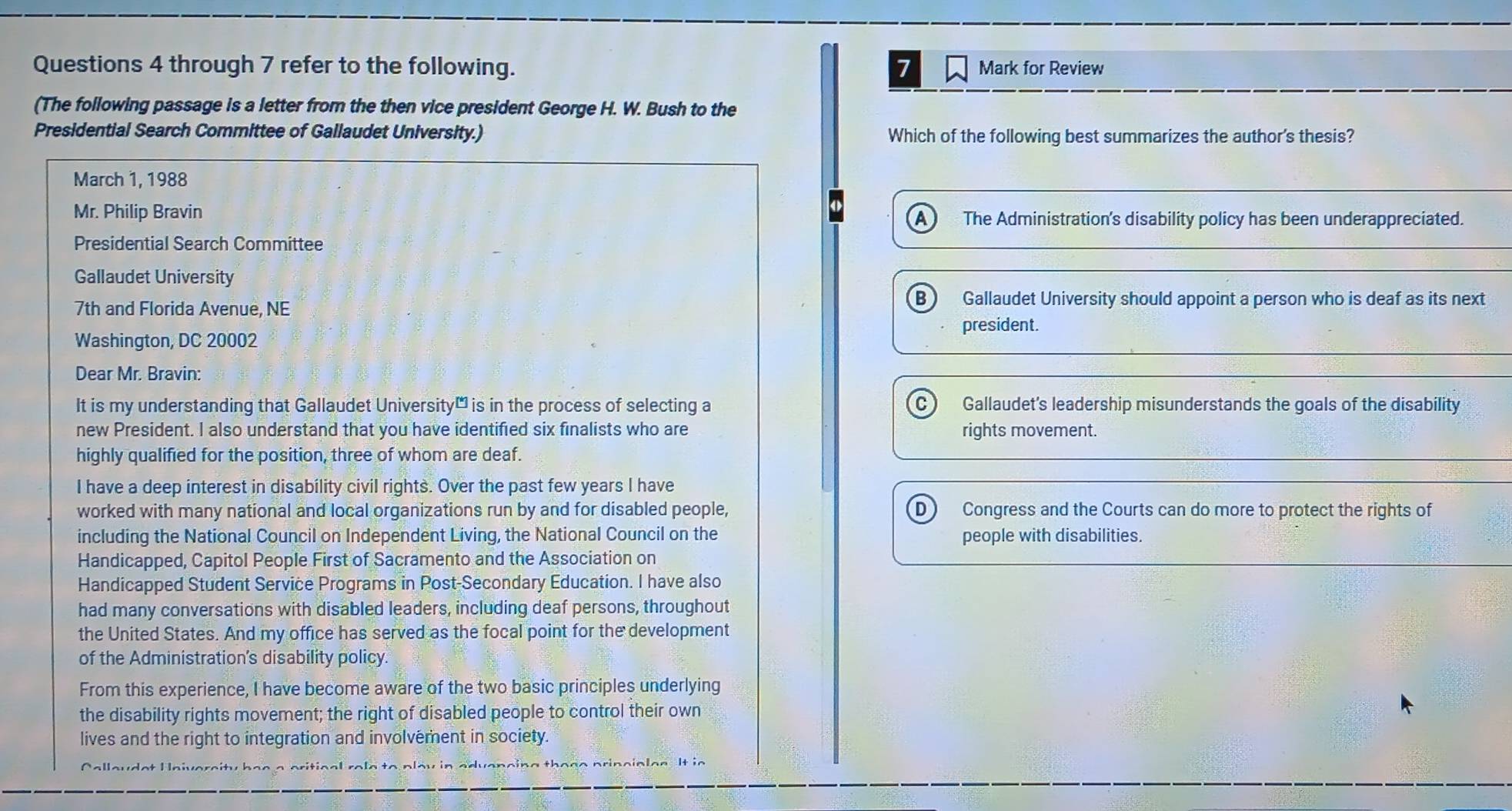 Solved: through 7 refer to the following. 7 Mark for Review (The ...