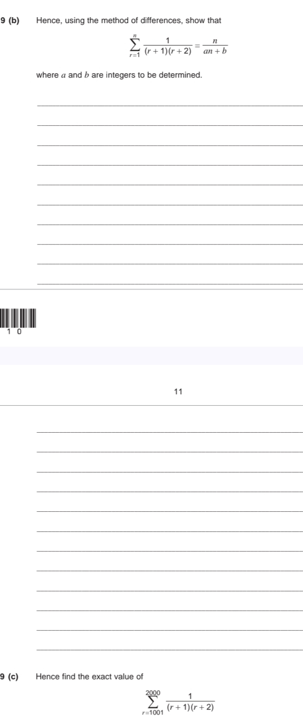 Solved: 9 (b) Hence, using the method of differences, show that ...