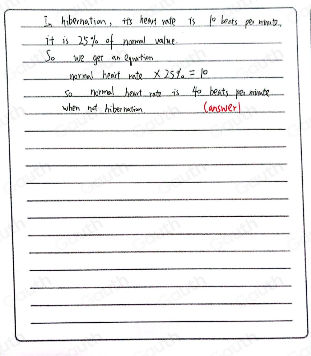 Solved: When a grizzly bear hibernates, its heart rate drops to 10 ...