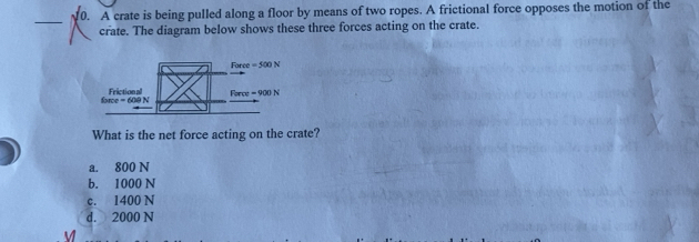Solved: A crate is being pulled along a floor by means of two ropes. A ...