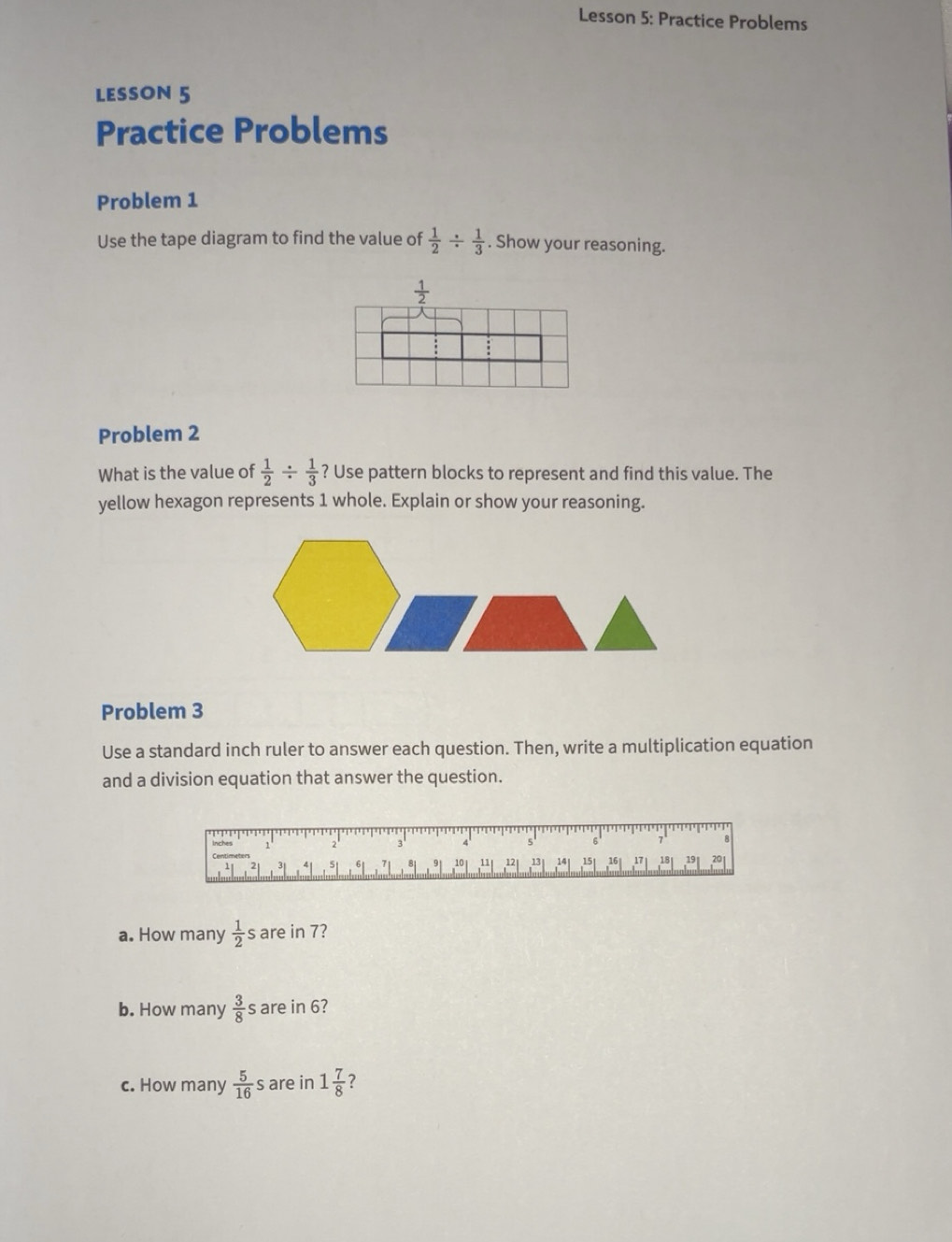 Solved: Lesson 5: Practice Problems LESSON 5 Practice Problems Problem 1 Use the tape diagram to ...