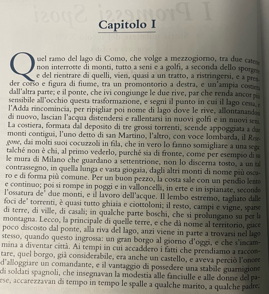 Risolto:Capitolo I uel ramo del lago di Como, che volge a mezzogiorno ...