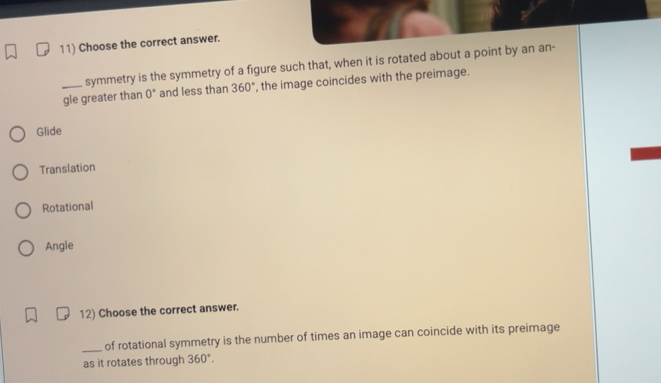 Solved: Choose the correct answer. symmetry is the symmetry of a figure ...