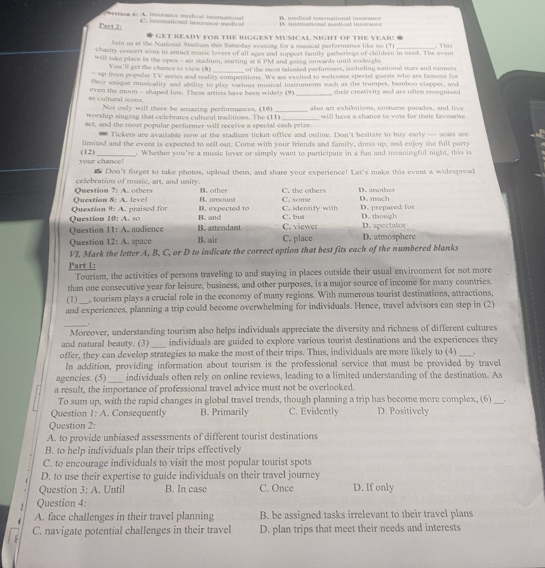 Giải quyết:Restion 62 A. insurance medical international B. medical ...