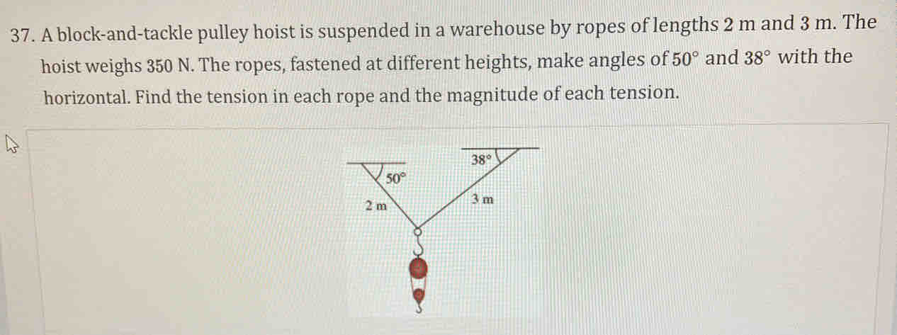 Solved: A block-and-tackle pulley hoist is suspended in a warehouse by ...