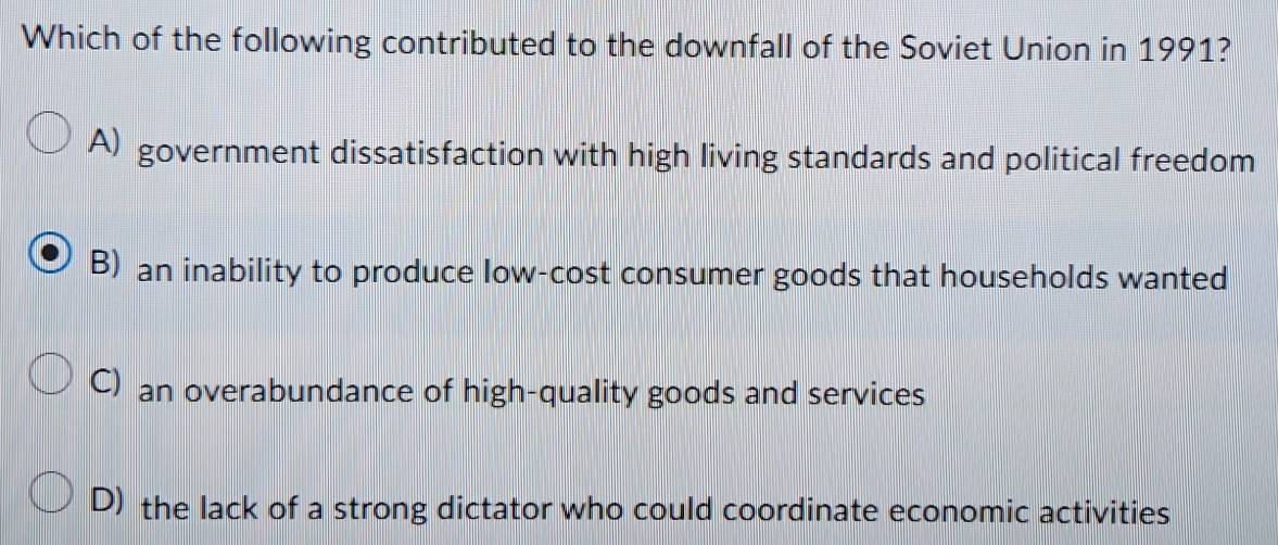 Solved: Which of the following contributed to the downfall of the ...