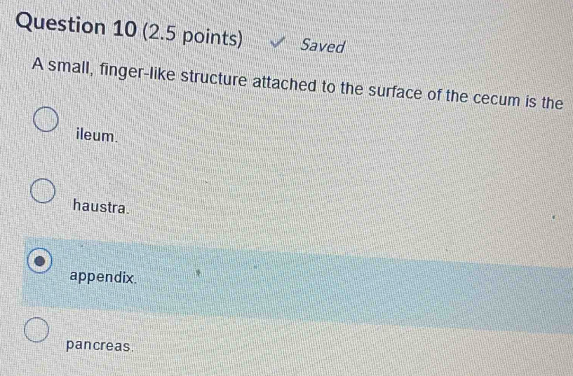 Solved: Saved A small, finger-like structure attached to the surface of ...