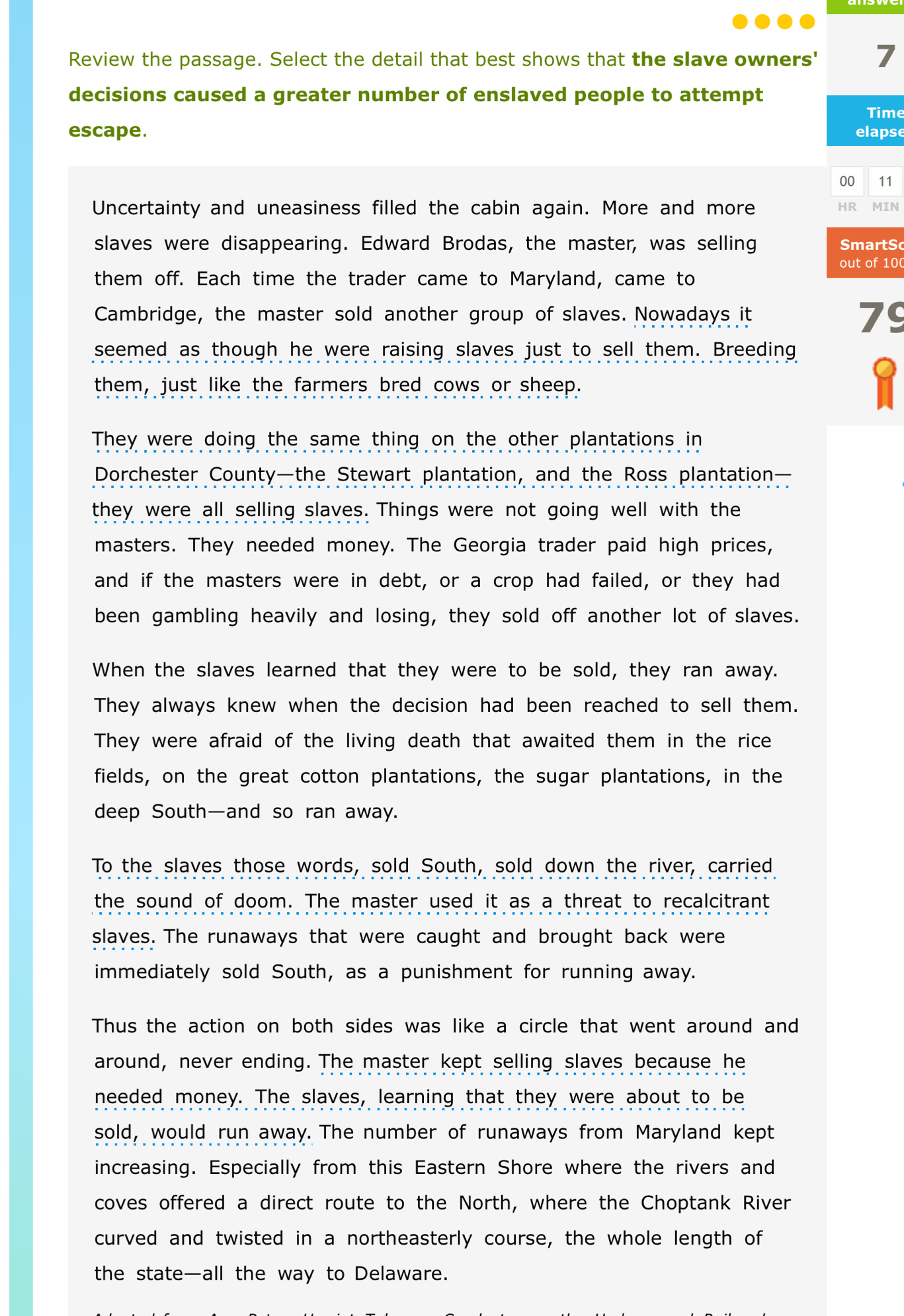 Solved: Review the passage. Select the detail that best shows that the ...