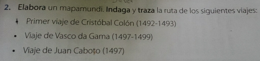 Resuelto:Elabora un mapamundi. Indaga y traza la ruta de los siguientes ...