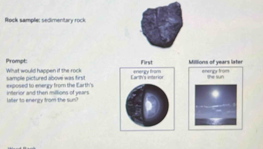 Solved: Rock sample: sedimentary rock Prompt: Millions of years later ...