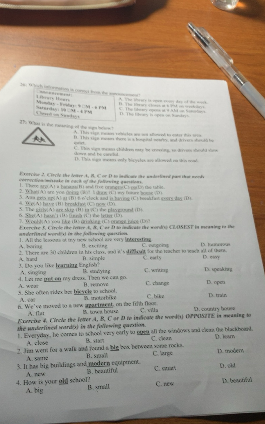 Giải quyết:26: Which information is correct from the announcement ...