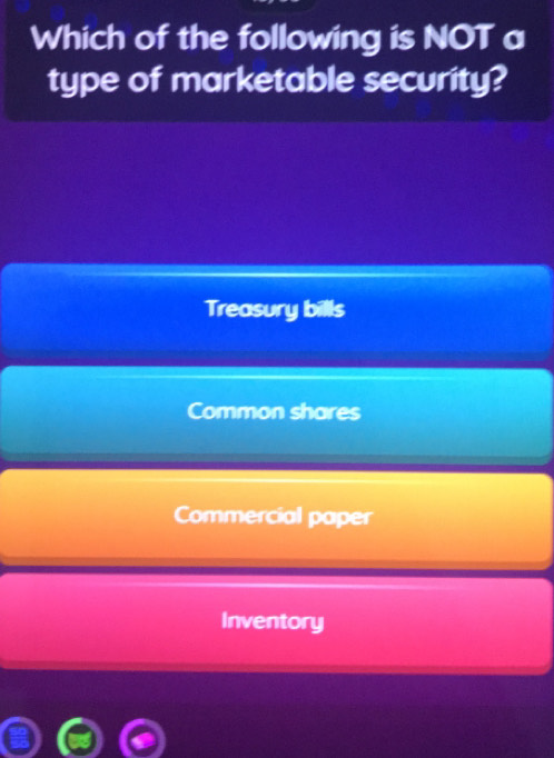 Solved: Which of the following is NOT a type of marketable security ...