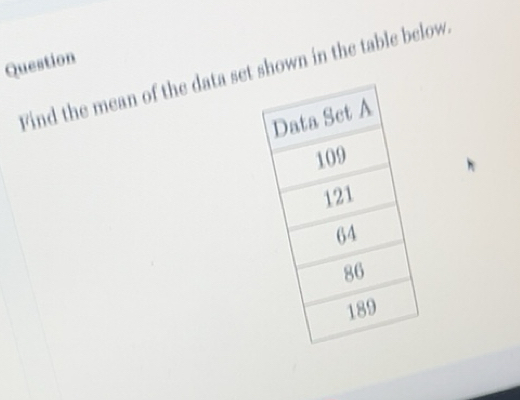 Solved: Question Find the mean of the data set shown in the table below [Statistics]