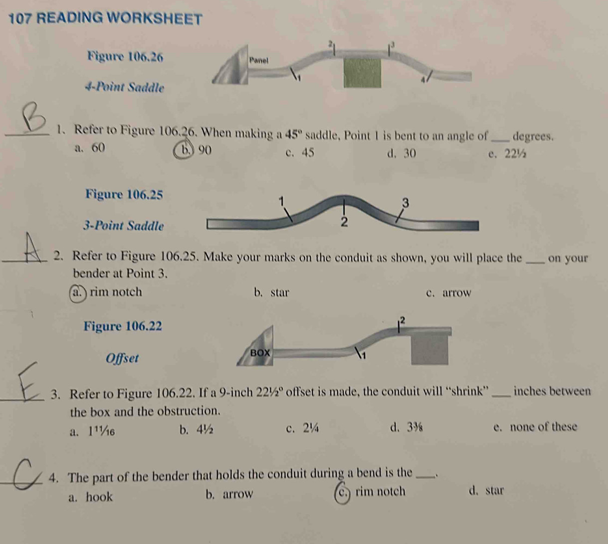 107 READING WORKSHEET 21 3 Figure 106.26 Panel 4-Point Saddle _1. Refer ...