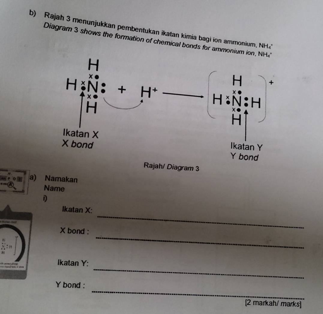 Selesai:Rajah 3 menunjukkan pembentukan ikatan kimia bagi ion ammonium ...